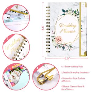 Wedding Planner - Wedding Planner Book and Organizer for the Bride with 5 Tabbed Sections, 6.5" x 8.75", Hardcover with Metal Corner + 5 Inner Pocket + Sticker + Notes Pages - Wedding Floral