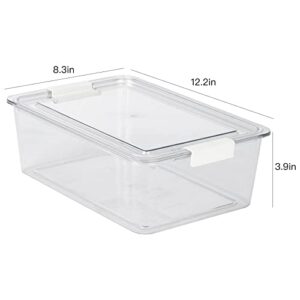 JCXivan 4 Storage Bins with Lids,4 qt Clear Containers Each for Organizing,Small Storage Box,Plastic Tub with Lid,Latching Totes for Storage Organizer Pens, Stickers Organization,Stackable,White