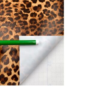 Yifasy 19.7 feet Wallpaper Roll Leopard Animal Print Peel and Stick Removable Shelf Liner Women Makeup Box Decor (236x17.7 Inch)