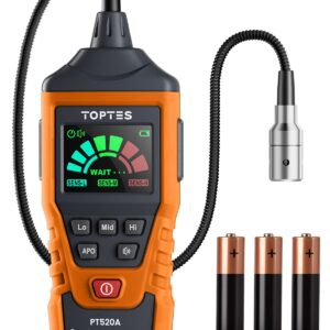 Natural Gas Detector, TopTes PT520A Gas Leak Detector with 17-Inch Gooseneck, Locating The Source of Propane, Natural Gas, and Combustible Gas Leak for Home and RV (Includes Battery x3) - Orange