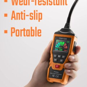 Natural Gas Detector, TopTes PT520A Gas Leak Detector with 17-Inch Gooseneck, Locating The Source of Propane, Natural Gas, and Combustible Gas Leak for Home and RV (Includes Battery x3) - Orange