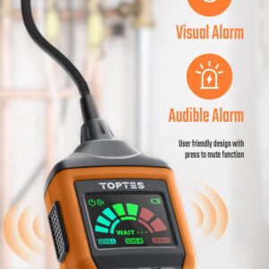 Natural Gas Detector, TopTes PT520A Gas Leak Detector with 17-Inch Gooseneck, Locating The Source of Propane, Natural Gas, and Combustible Gas Leak for Home and RV (Includes Battery x3) - Orange