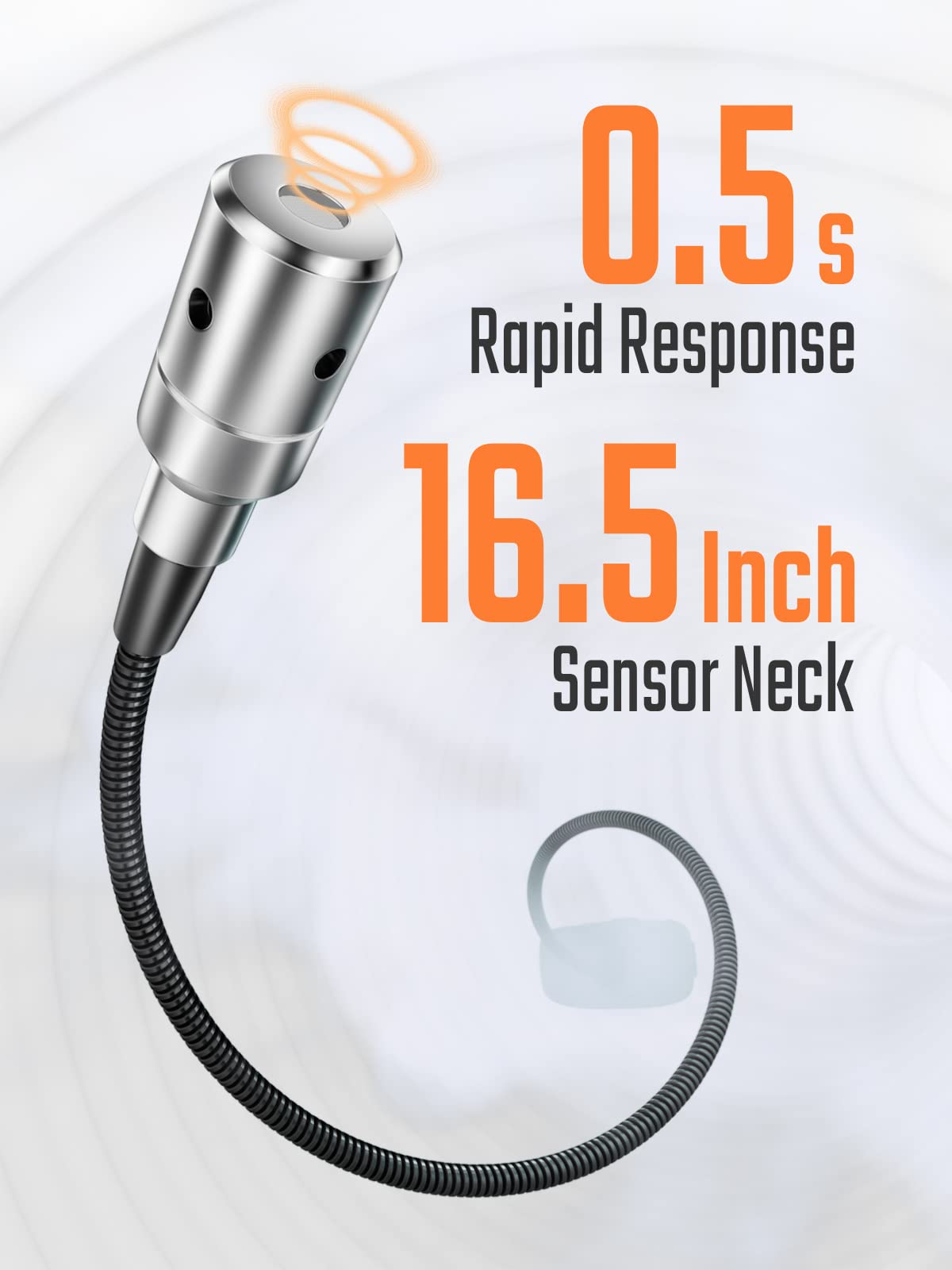 Natural Gas Detector, TopTes PT520A Gas Leak Detector with 17-Inch Gooseneck, Locating The Source of Propane, Natural Gas, and Combustible Gas Leak for Home and RV (Includes Battery x3) - Orange