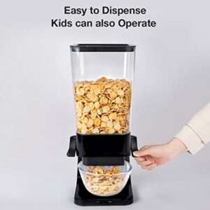 Tokokimo Cereal Dispenser, Cereal Dispenser Countertop, Cereal Containers Storage, Food Dispenser for Grains, Nuts, Candies, Oatmeal, Snacks, Cat Food, Dog Food, Black, 2pc