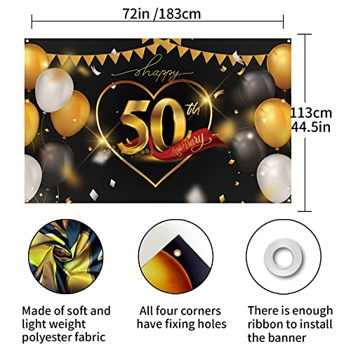 MELTELOT Happy 50th Anniversary Backdrop Banner Cheers to 50 Years Wedding Anniversary Party Decorations-Happy 50th Birthday Party Photography Background 6x4ft