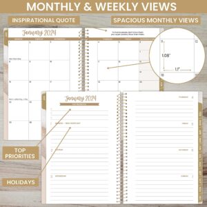 bloom daily planners 2024 Pocket Planner - 4” x 6” - (January 2024 - December 2024) - MINI Weekly/Monthly Agenda Organizer & Calendar Book - Brushed Beige