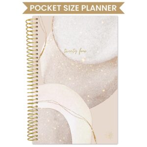 bloom daily planners 2024 Pocket Planner - 4” x 6” - (January 2024 - December 2024) - MINI Weekly/Monthly Agenda Organizer & Calendar Book - Brushed Beige