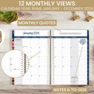 bloom daily planners 2024 Pocket Planner - 4” x 6” - (January 2024 - December 2024) - MINI Weekly/Monthly Agenda Organizer & Calendar Book - Poppy Meadow