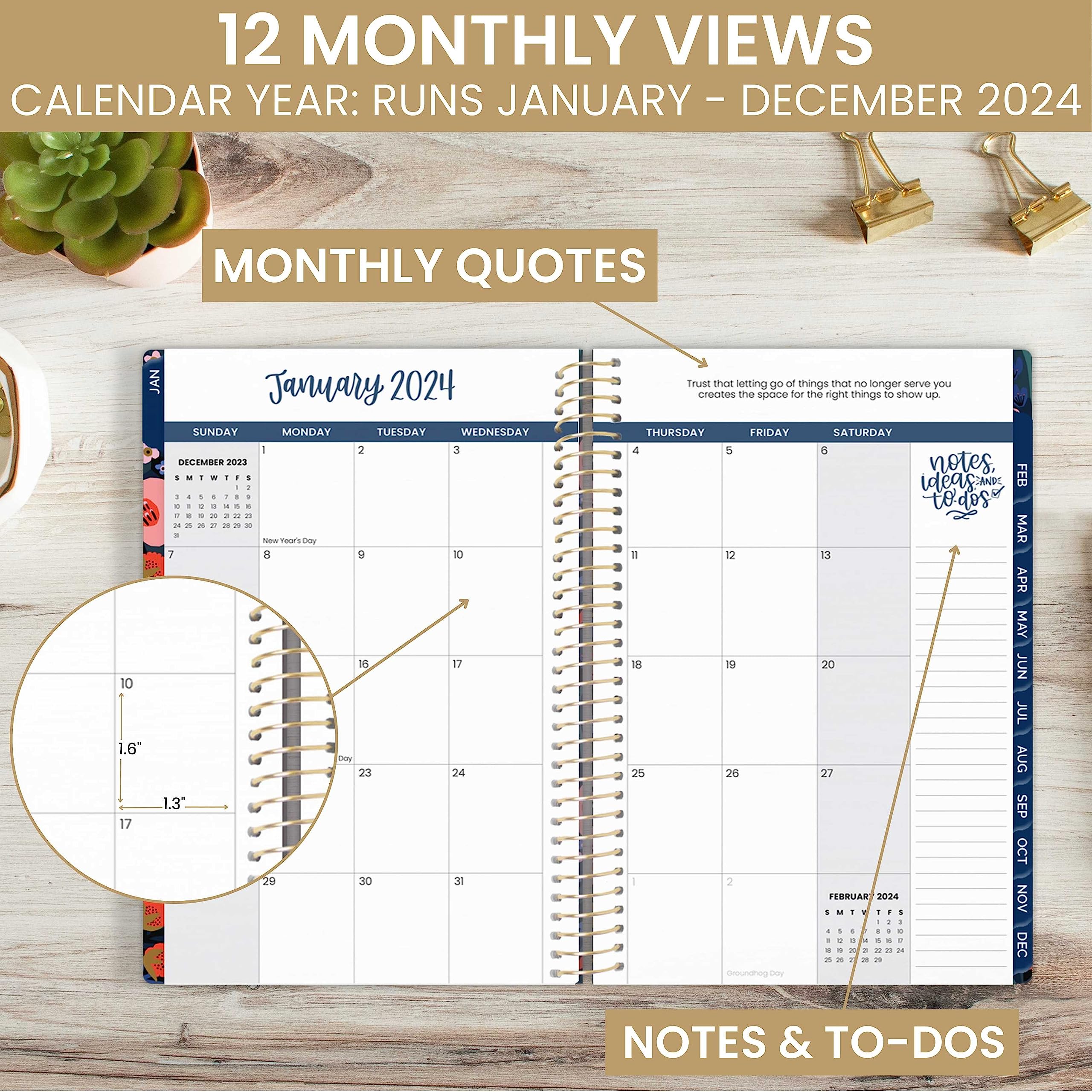 bloom daily planners 2024 Pocket Planner - 4” x 6” - (January 2024 - December 2024) - MINI Weekly/Monthly Agenda Organizer & Calendar Book - Poppy Meadow