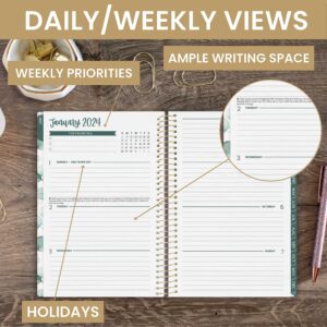 bloom daily planners 2024 Calendar Year Day Planner (January 2024 - December 2024) - 5.5” x 8.25” - Weekly/Monthly Agenda Organizer Book with Stickers & Bookmark - Boho Greenery