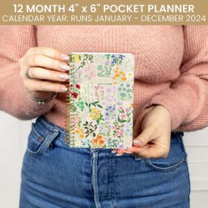 bloom daily planners 2024 Pocket Planner - 4” x 6” - (January 2024 - December 2024) - MINI Weekly/Monthly Agenda Organizer & Calendar Book - Garden Party