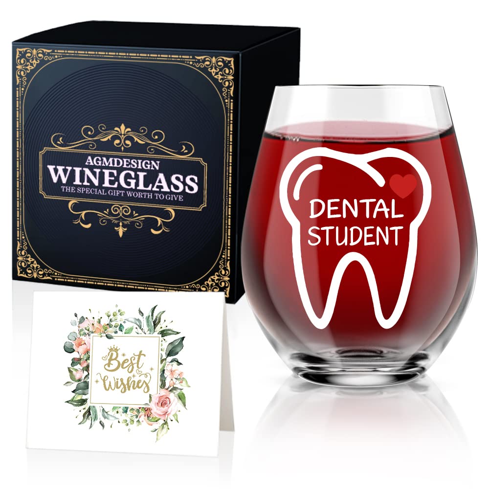 AGMDESIGN Funny Two Sided Good Day Bad Day Don't Even Ask Dental Student Wine Glass with Gift Box, Gift for Doctor, Assistant, Physician, Dental Assistant, Students, Graduation Gifts for Men Women