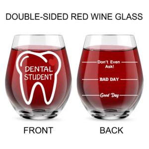 AGMDESIGN Funny Two Sided Good Day Bad Day Don't Even Ask Dental Student Wine Glass with Gift Box, Gift for Doctor, Assistant, Physician, Dental Assistant, Students, Graduation Gifts for Men Women