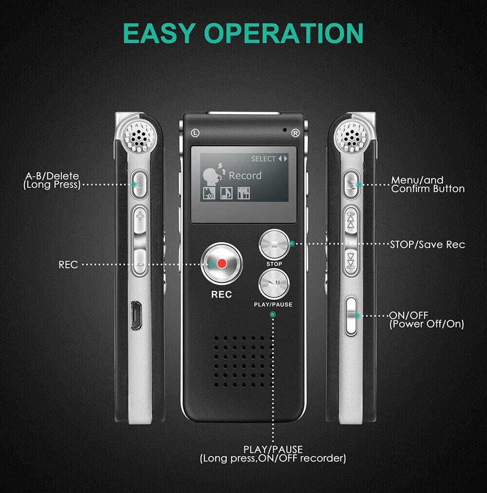 Paranormal Ghost Hunting Equipment Digital EVP Voice Activated Recorder USB US 8GB (Black)