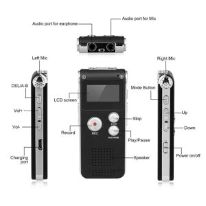 Paranormal Ghost Hunting Equipment Digital EVP Voice Activated Recorder USB US 8GB (Black)