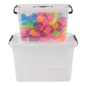 DynkoNA Plastic Storage Bins with Lids, 2 Packs Clear Tote Boxes, 7 Quart & 12 Quart