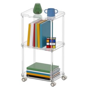 aquiver acrylic utility rolling cart - multifunction storage rolling cart for kitchen, bathroom, living room, office - 15.5'' l x 11.6'' w x 30'' h