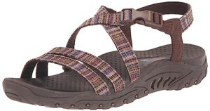 skechers women's reggae-bold ambition sport sandal, chocolate multi, 7.5