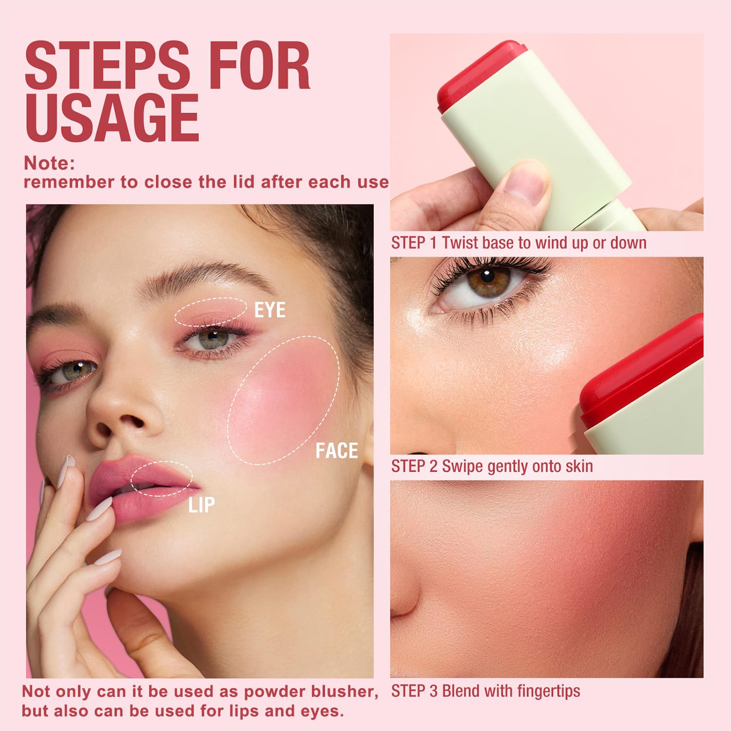 Face Cream Liquid Blush Makeup Weightless, Long-Lasting, Natural-Looking, Skin Tint Blush for Soft, Healthy Flush (#02HAPPY)