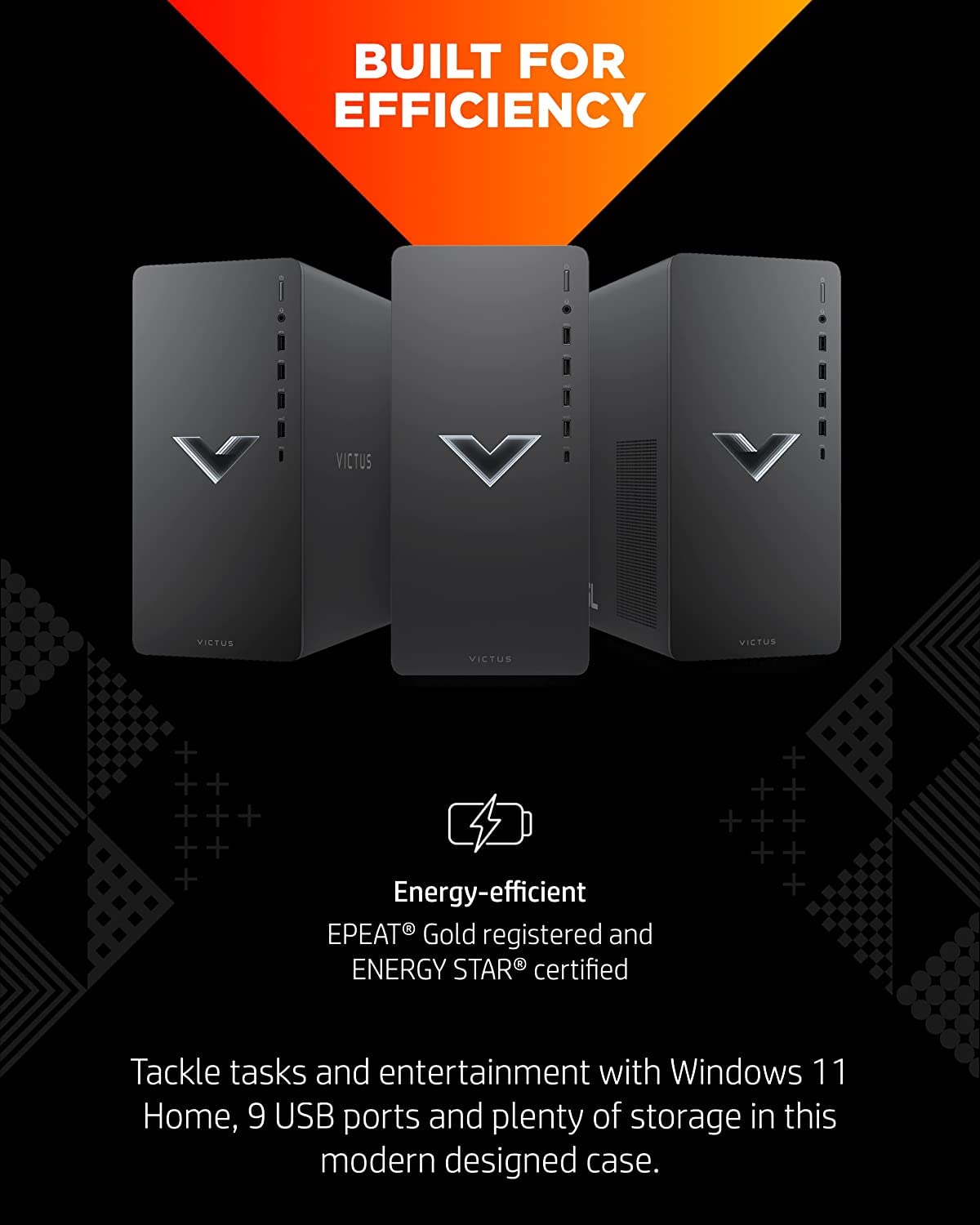 HP 2023 Newest Victus 15L Gaming Desktop, AMD Ryzen 7 5700G(> i9-10920X), AMD Radeon RX 6600 XT 8GB(> RTX 3060), 32GB 3200MHz RAM, 1TB NVMe SSD, WiFi 6, RGB Light, Type-A&C, W11, Bundled w/Accessories