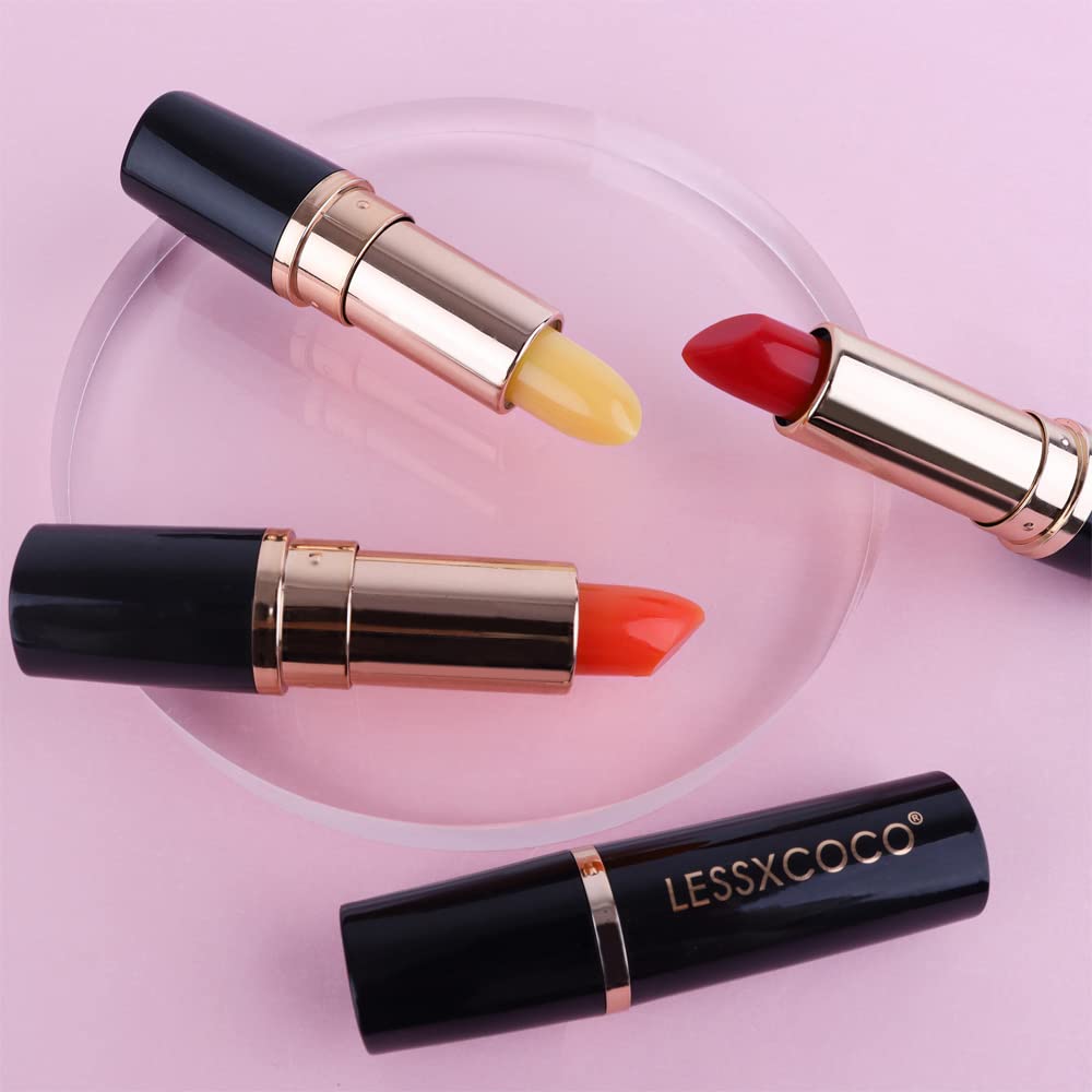 BINGBRUSH 3 Pcs Carotene Orange Red Cherry Color Changing Lipstick Queen,PH Mood Long Lasting Labiales Lip Gloss Korean Lip Balm Tinted Magic Lip Stain Matte Makeup Moisturize Lipstick Set for Women