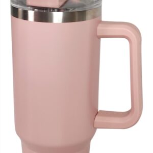 LITHOS Store Stay Hydrated On-The-Go with 40 Oz Stainless Steel Tumbler - Handle, Straw Included Ideal for Travel, Office, and Outdoor Adventures Pink