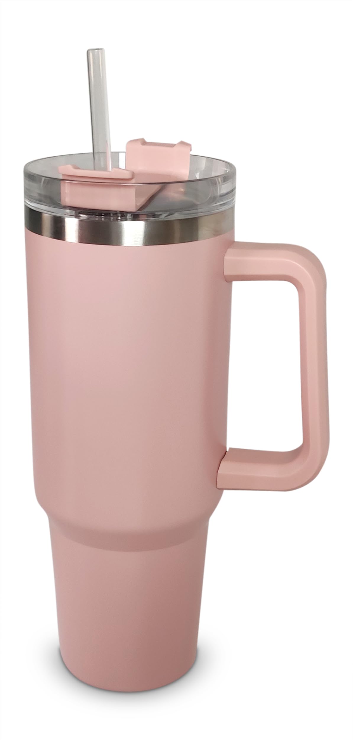 LITHOS Store Stay Hydrated On-The-Go with 40 Oz Stainless Steel Tumbler - Handle, Straw Included Ideal for Travel, Office, and Outdoor Adventures Pink