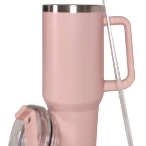 LITHOS Store Stay Hydrated On-The-Go with 40 Oz Stainless Steel Tumbler - Handle, Straw Included Ideal for Travel, Office, and Outdoor Adventures Pink