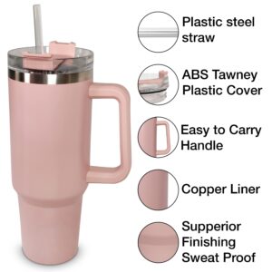 LITHOS Store Stay Hydrated On-The-Go with 40 Oz Stainless Steel Tumbler - Handle, Straw Included Ideal for Travel, Office, and Outdoor Adventures Pink