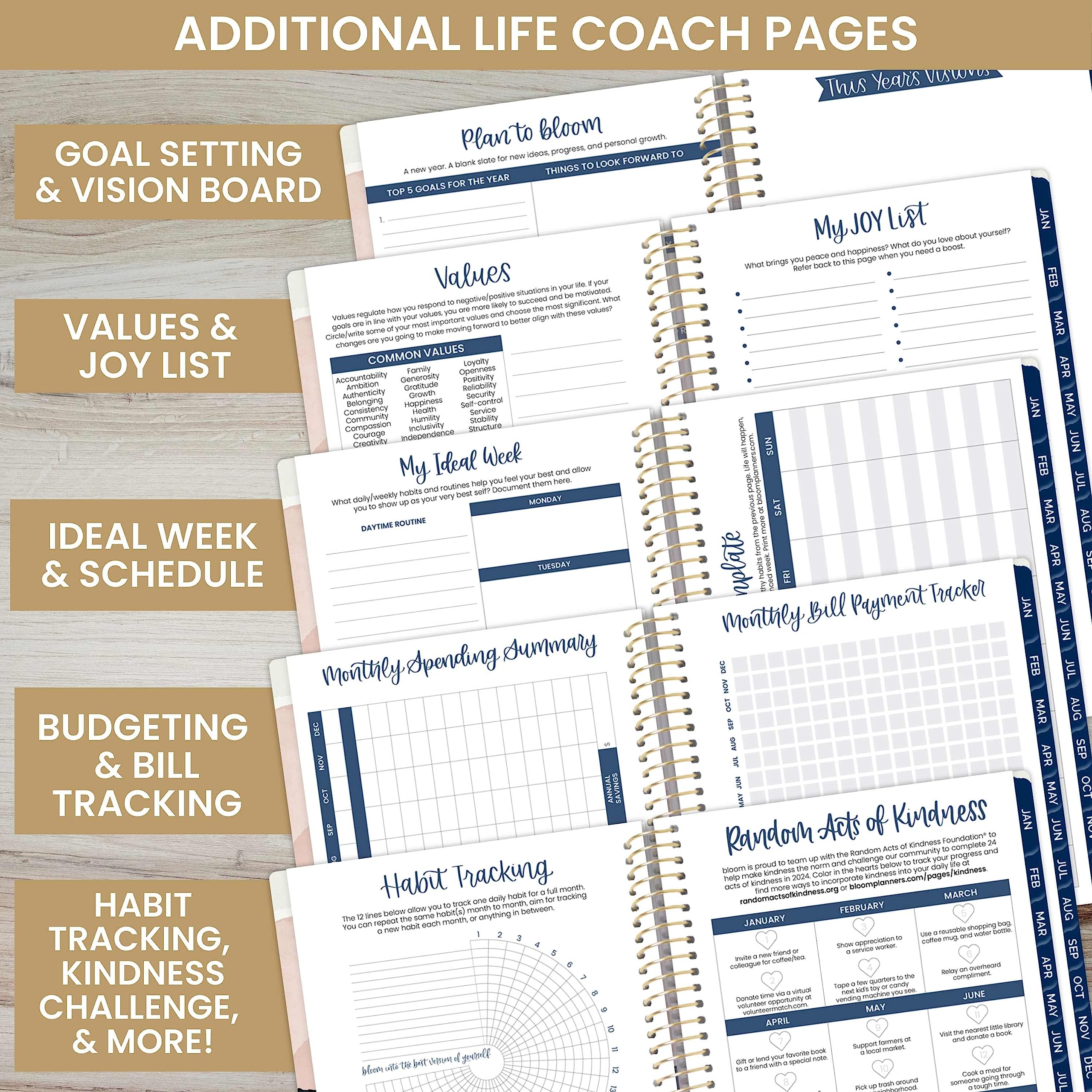 bloom daily planners 2024 Calendar Year Day Planner (January 2024 - December 2024) - 5.5” x 8.25” - Weekly/Monthly Agenda Organizer Book with Stickers & Bookmark - Golden Hour