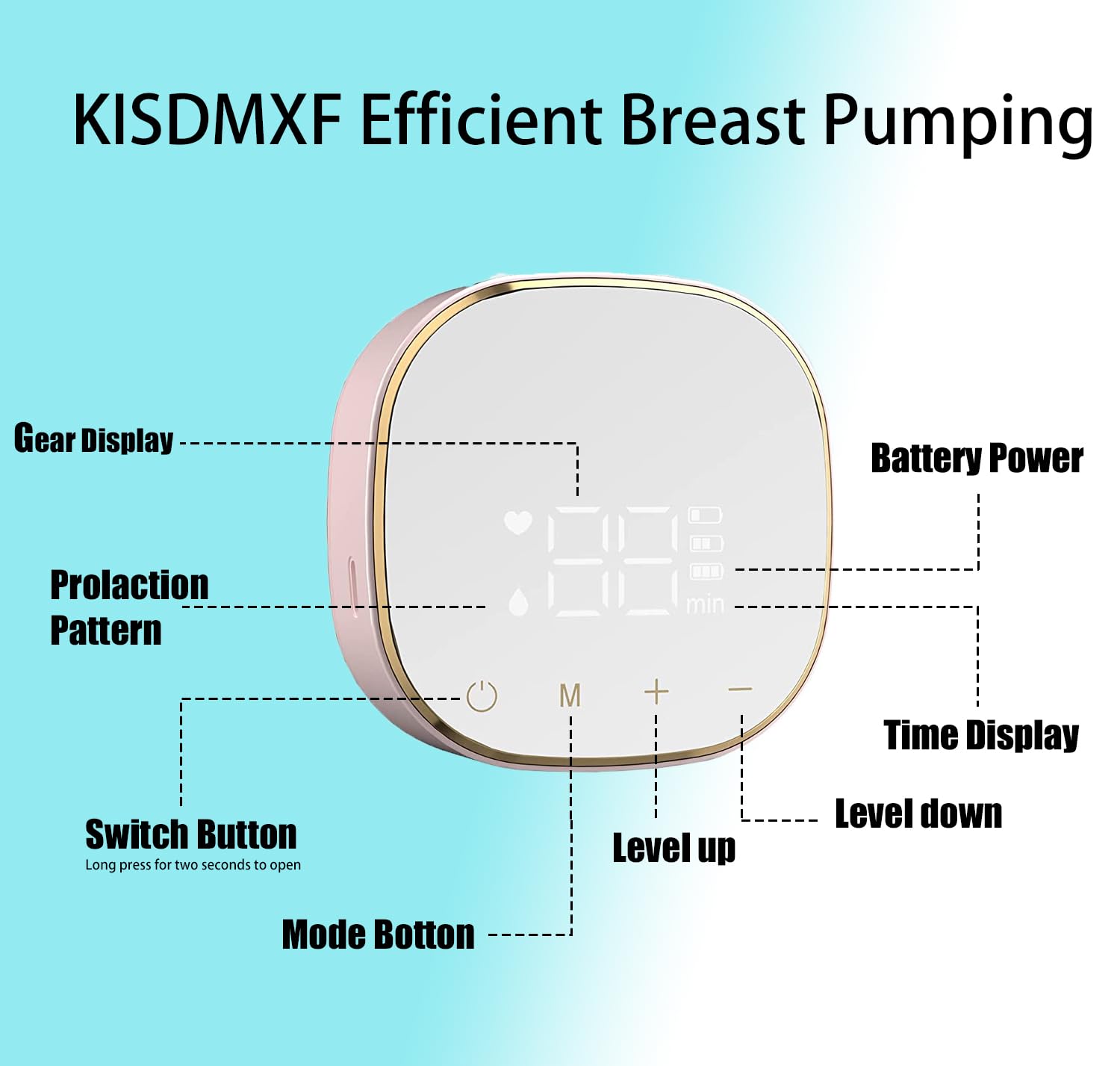 Double Electric Breast Pump,Portable Anti-Backflow，3 Modes and 9 Levels,Strong Suction,Pain Free,LED Display, Easy to Assemble and Clean Rechargeable Milk Extractor for Home and Travel