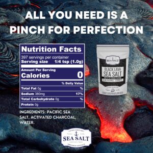 Sea Salt Superstore Black Salt, Hawaiian-Style Black Lava Sea Salt, Black Sea Salt with Activated Charcoal, 14 oz Bag Black Hawaiian Sea Salt for Cooking & Finishing