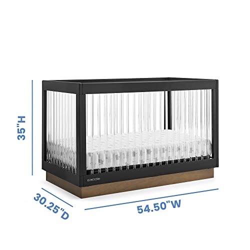 Delta Children James Acrylic 4-in-1 Convertible Crib - Greenguard Gold Certified, Midnight Grey/Acorn