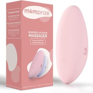 MomPrize Warming Lactation Massager for Breastfeeding - Breast Vibrant Massager with Heat for Pumping, Clogged Milk Ducts Relief, Support for Engorgement and Mastitis (Pink)