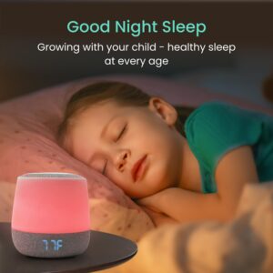 Babysense Dreamer Baby Sound & Light Machine, Adjustable RGB Night Light, Clock and Temperature Display, Sleep Trainer, Program Schedule, White, Pink & Brown Noise Soother, Lullabies & Sounds