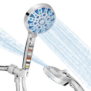 filtered shower head with handheld, lanhado 8+2 mode shower head filter for hard water, high pressure shower heads with extra long 6ft hose, detachable shower head with power wash to clean tub & tile