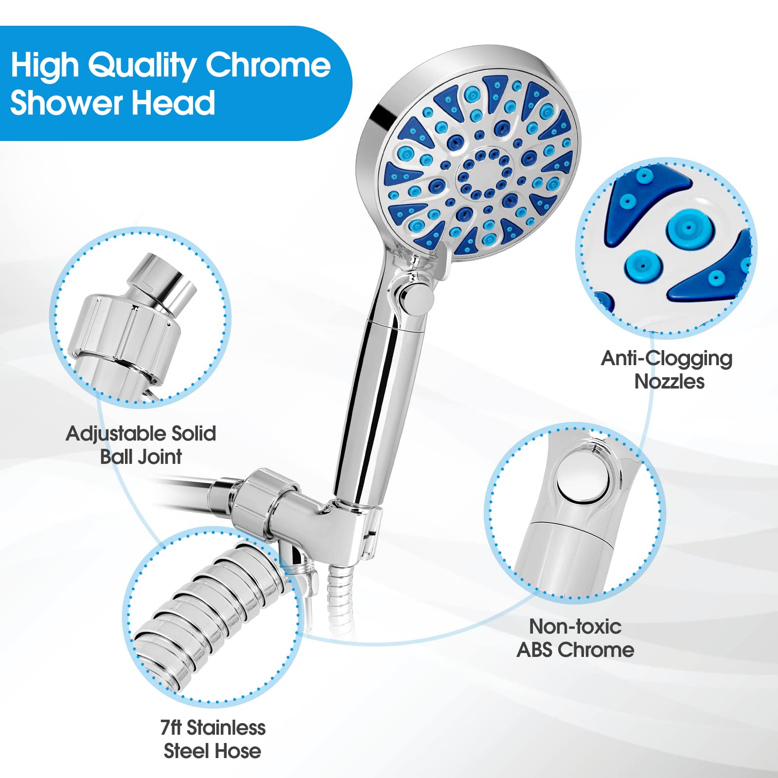 Filtered Shower Head with Handheld, Lanhado 8+2 Mode Shower Head Filter for Hard Water, High Pressure Shower Heads with Extra Long 6Ft Hose, Detachable Shower Head with Power Wash to Clean Tub & Tile