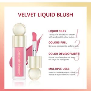 GL-Turelifes Soft Cream Blush Makeup, Liquid Blush for Cheeks, Natural-Looking Long Lasting, Smudge Proof, Velvet Mousse,Dewy Finish, Easy to Blend Blusher (#1)