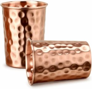 herbever pure copper hammered shape water tumbler glasses for healing ayurvedic set of 2