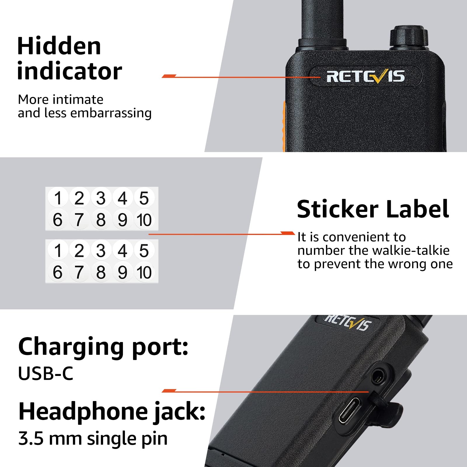 Retevis RT22P Walkie Talkie,New Version of RT22(2.0),Compact Ultra-Thin FRS Two-Way Radios, USB-C Charger,1620mAh Battery Life,Walkie Talkies Rechargeable for School Hotel Restaurant(20 Pack)