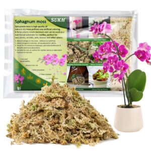 sukh 5oz sphagnum moss for plants - sphagnum peat moss natural long fibered dried moss potting for orchids succulent carnivorous potted plant reptiles medium sarracenia diy moss terrarium decorations