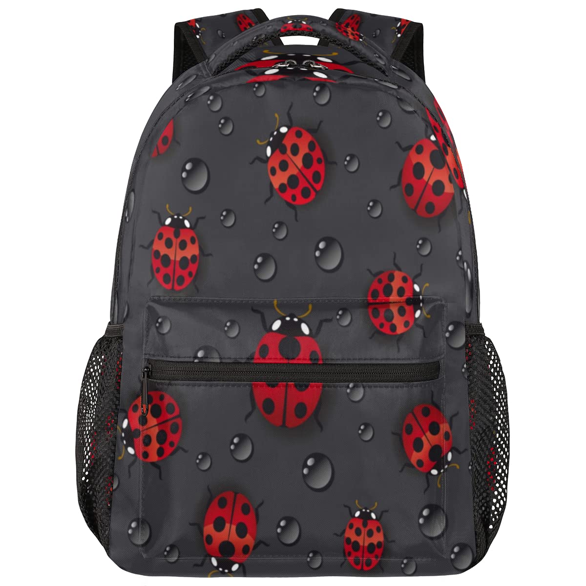 YPPAHHHH School Laptop Backpack Red Ladybugs for Girls Kids Boys Ladybugs Lightweight Bookbag Elementary College Travel Hiking Daypack Backpacks for Women Men