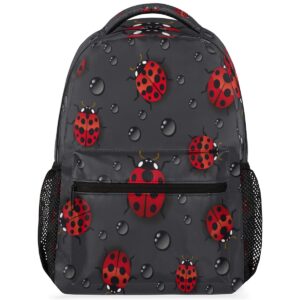 YPPAHHHH School Laptop Backpack Red Ladybugs for Girls Kids Boys Ladybugs Lightweight Bookbag Elementary College Travel Hiking Daypack Backpacks for Women Men