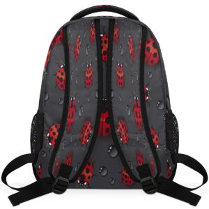 YPPAHHHH School Laptop Backpack Red Ladybugs for Girls Kids Boys Ladybugs Lightweight Bookbag Elementary College Travel Hiking Daypack Backpacks for Women Men