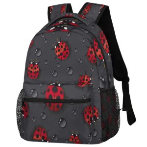 YPPAHHHH School Laptop Backpack Red Ladybugs for Girls Kids Boys Ladybugs Lightweight Bookbag Elementary College Travel Hiking Daypack Backpacks for Women Men