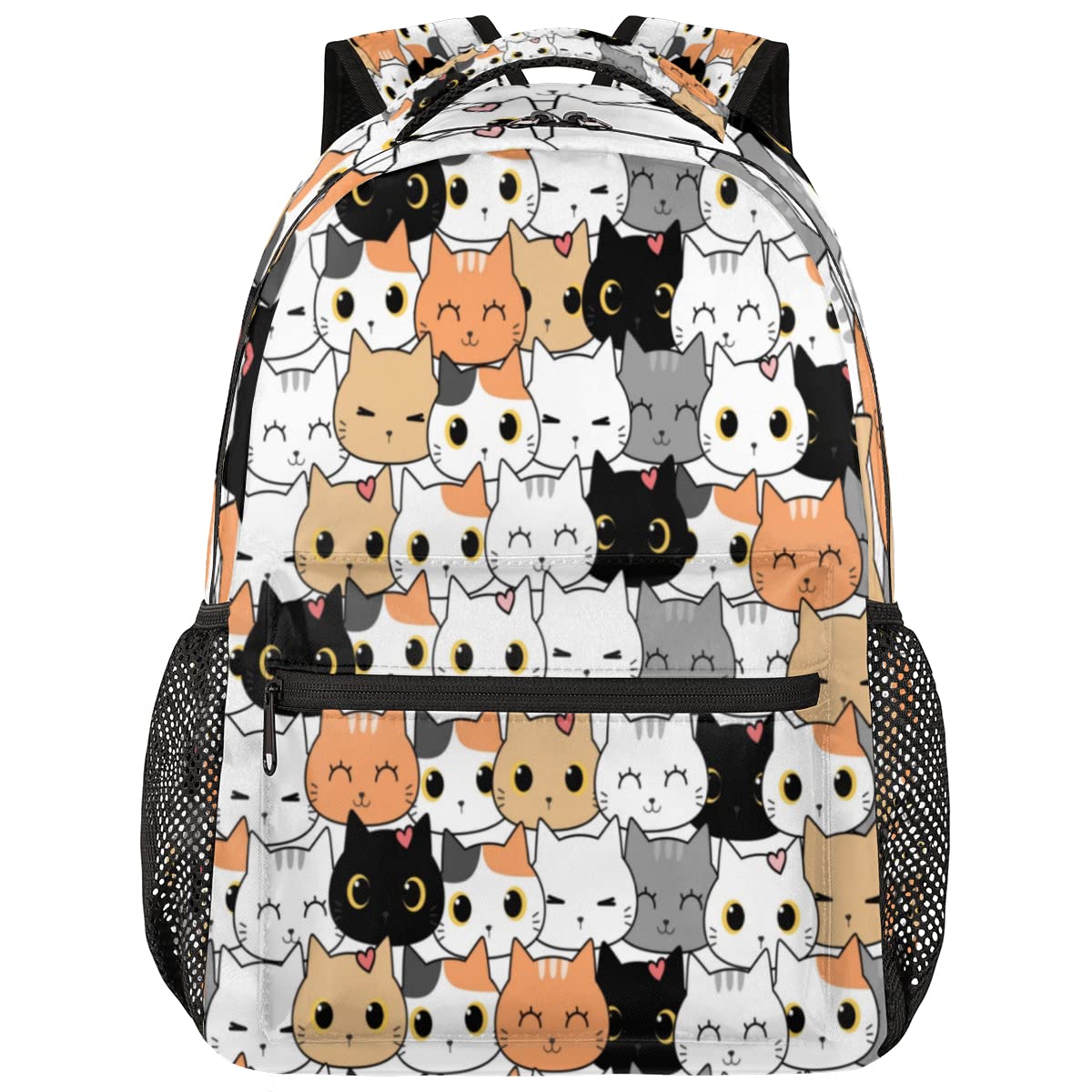 YPPAHHHH Kids School Backpack for Girls Boys School Bag Bookbag Lightweight Elementary Laptop Bag Travel Hiking Daypack (cute cat)