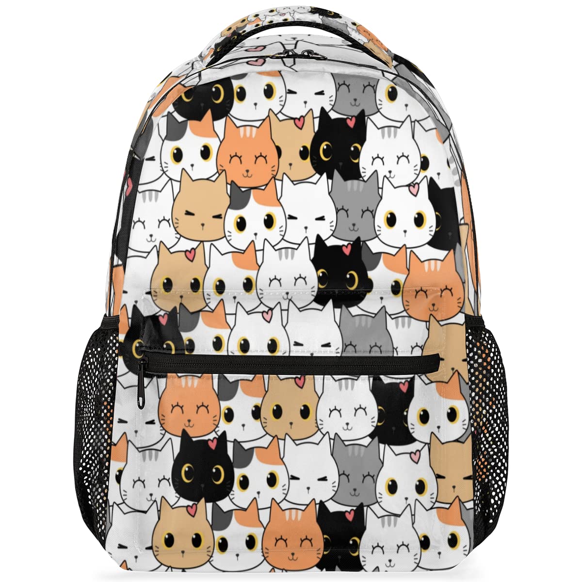 YPPAHHHH Kids School Backpack for Girls Boys School Bag Bookbag Lightweight Elementary Laptop Bag Travel Hiking Daypack (cute cat)