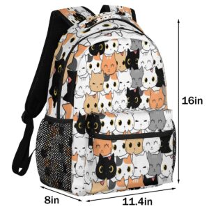 YPPAHHHH Kids School Backpack for Girls Boys School Bag Bookbag Lightweight Elementary Laptop Bag Travel Hiking Daypack (cute cat)