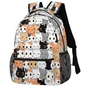 YPPAHHHH Kids School Backpack for Girls Boys School Bag Bookbag Lightweight Elementary Laptop Bag Travel Hiking Daypack (cute cat)