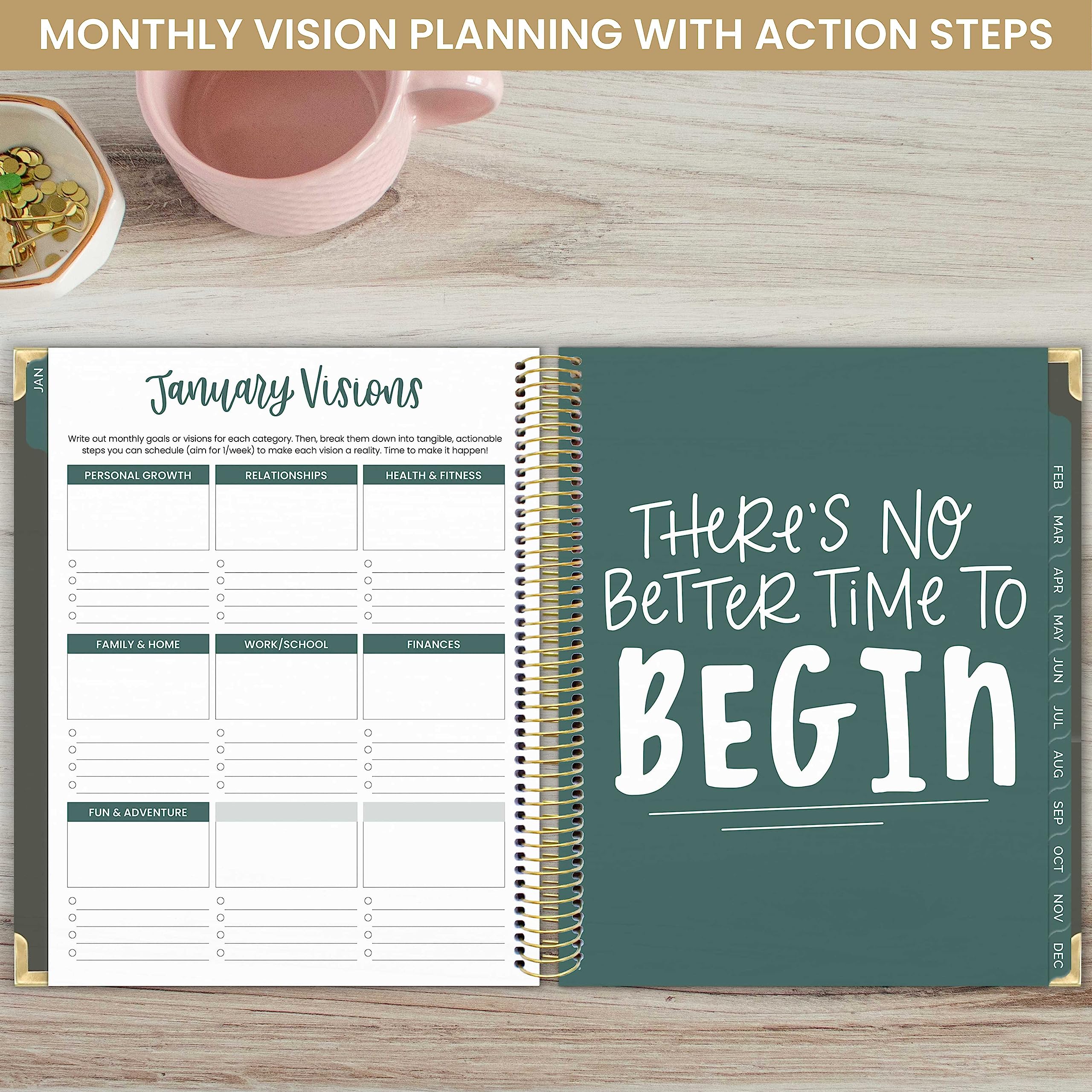 bloom daily planners 2024 Hardcover Calendar Year Goal & Vision Planner (January 2024 - December 2024) - Monthly/Weekly Column View Agenda Organizer - 7.5" x 9" - Dreams In Bloom